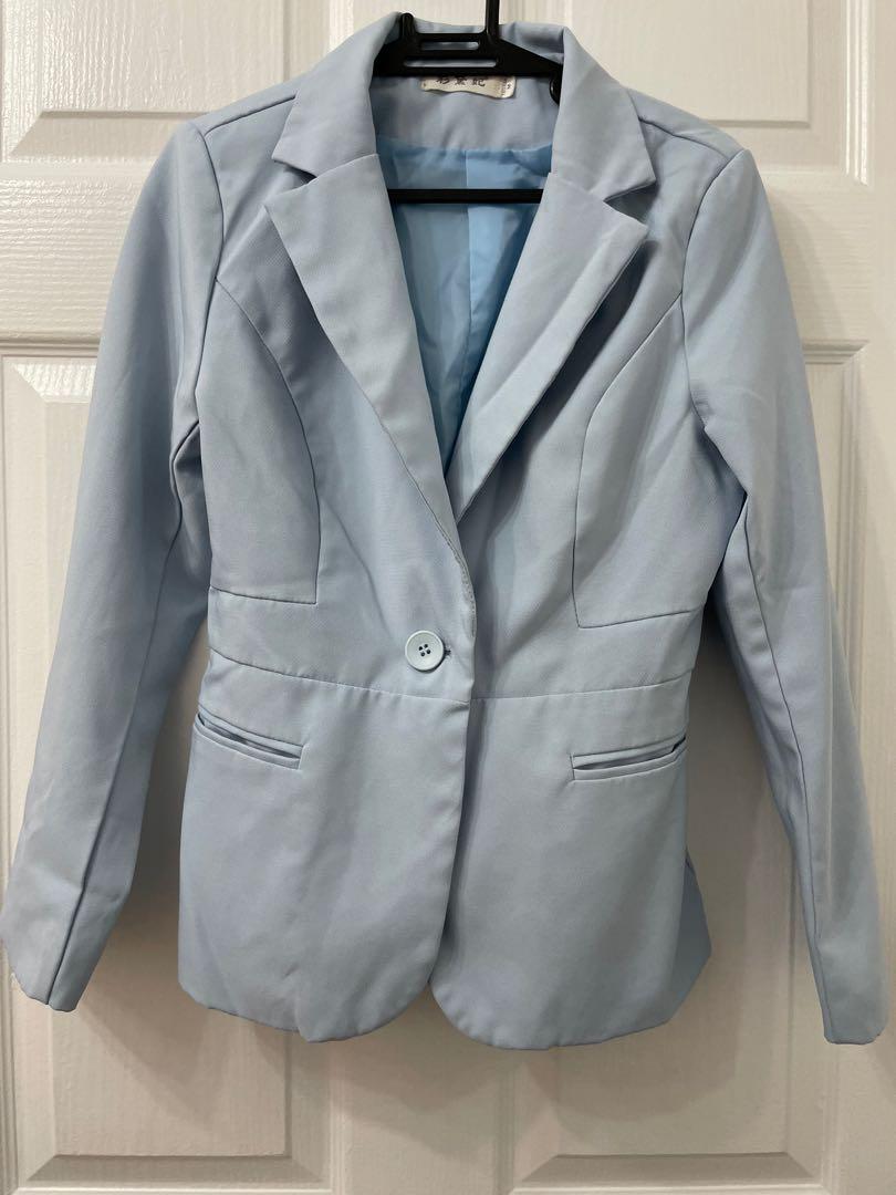 Pastel blue blazer, Women's Fashion, Coats, Jackets and Outerwear on ...