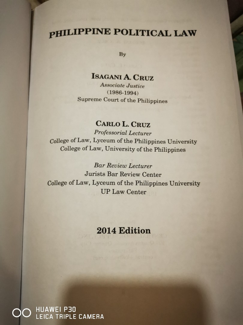 Philippine Political Law 2014 Edition Cruz, Hobbies & Toys, Books ...