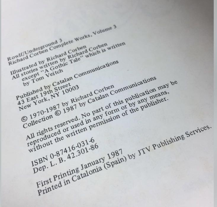 ROWLF UNDERGROUND Richard Corben Complete Works Vol 3, Hobbies & Toys ...