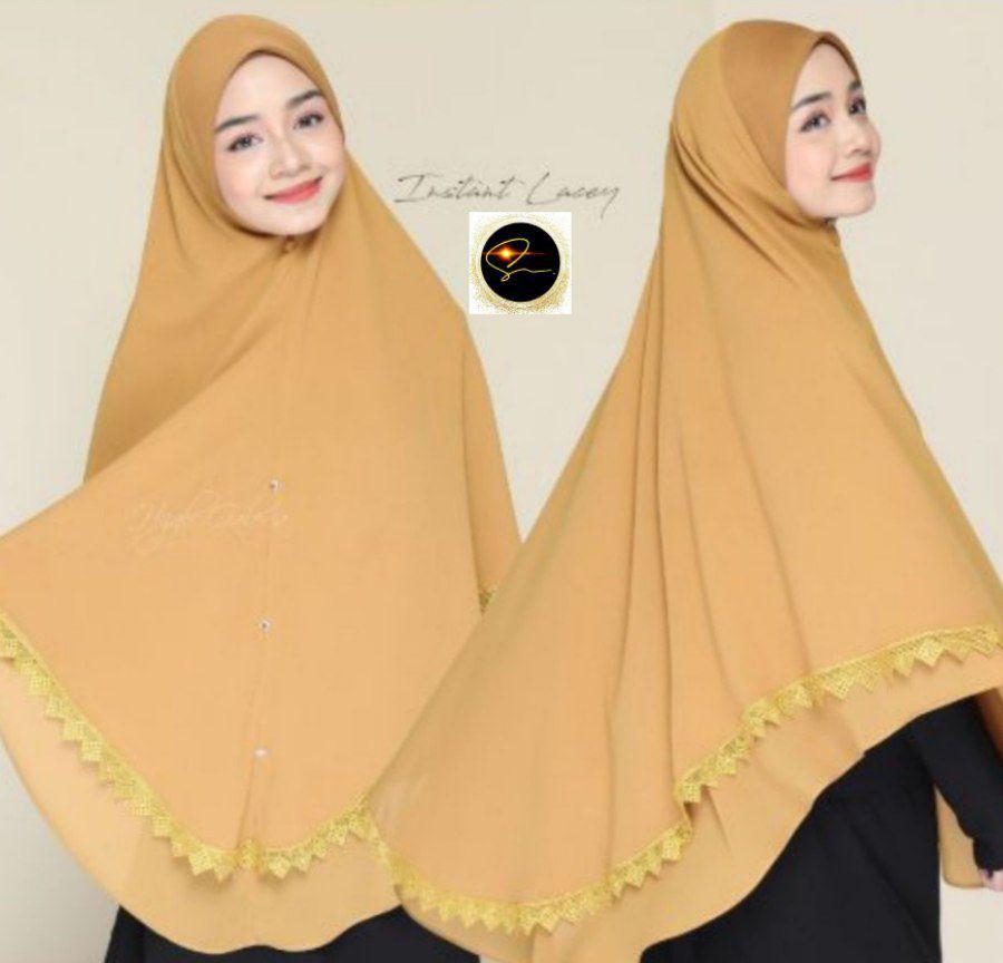 Tudung Labuh Instant Khimar Lacey satu kali sarung, Women's Fashion ...
