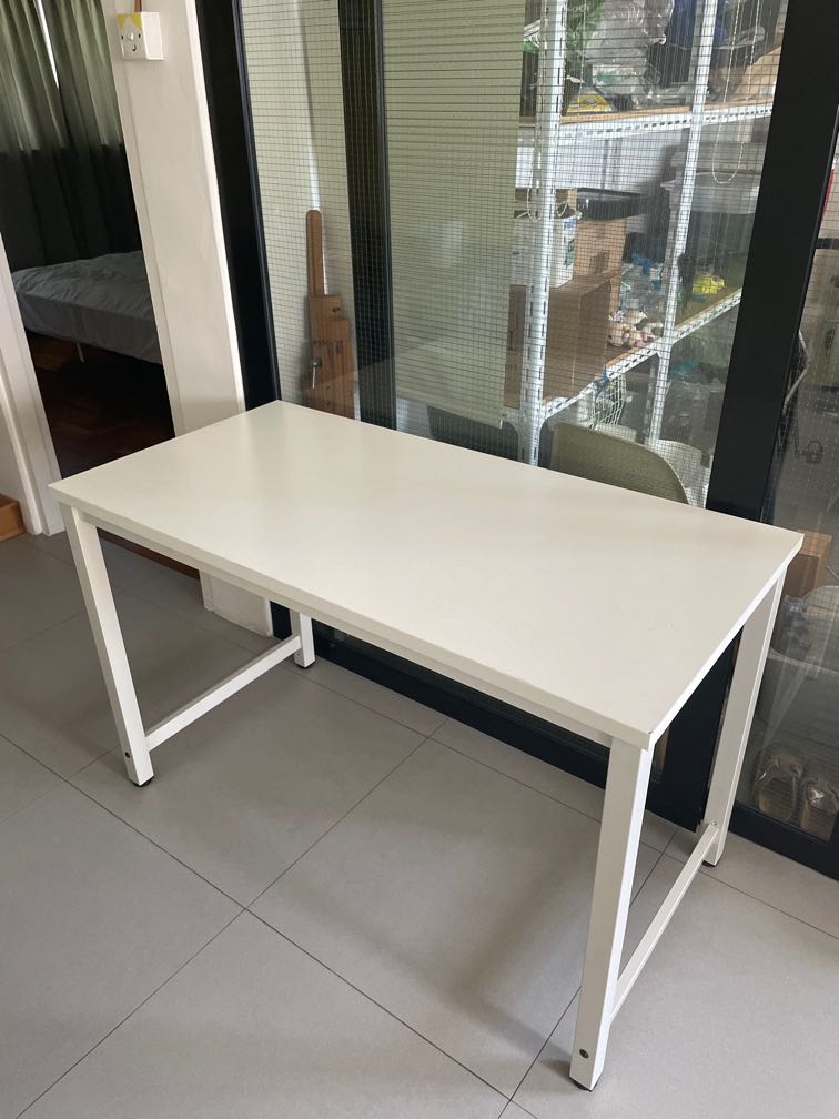Used white desk 120cm Length, Furniture & Home Living, Furniture ...