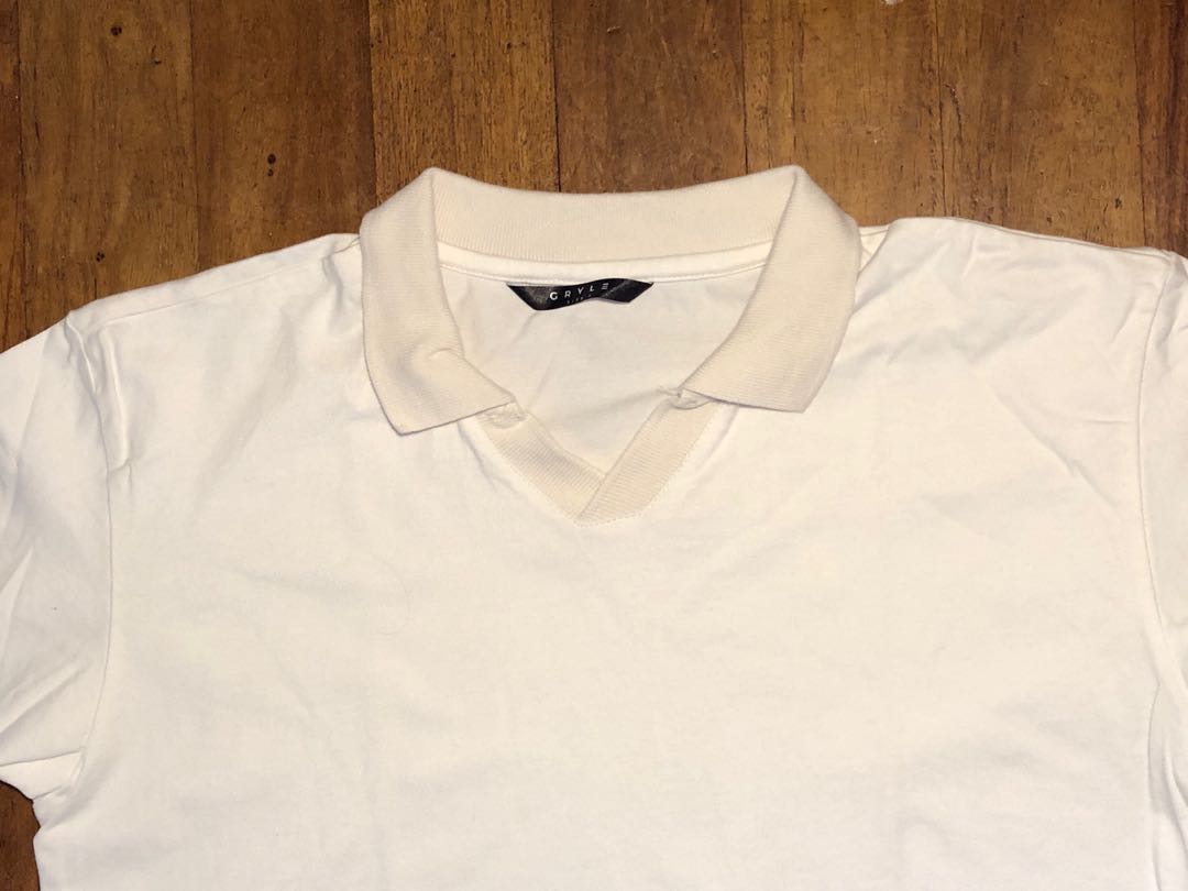 V-Neck Boxy Polo Shirt (GRYLE), Men's Fashion, Tops & Sets, Tshirts ...