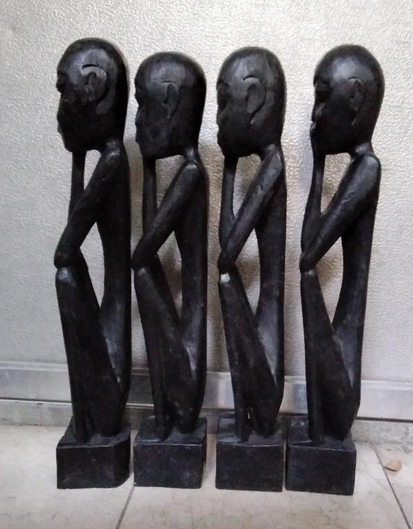 2pcs 19" Vintage Ancestor Figure Yene Wood Carving from Leti Island ...