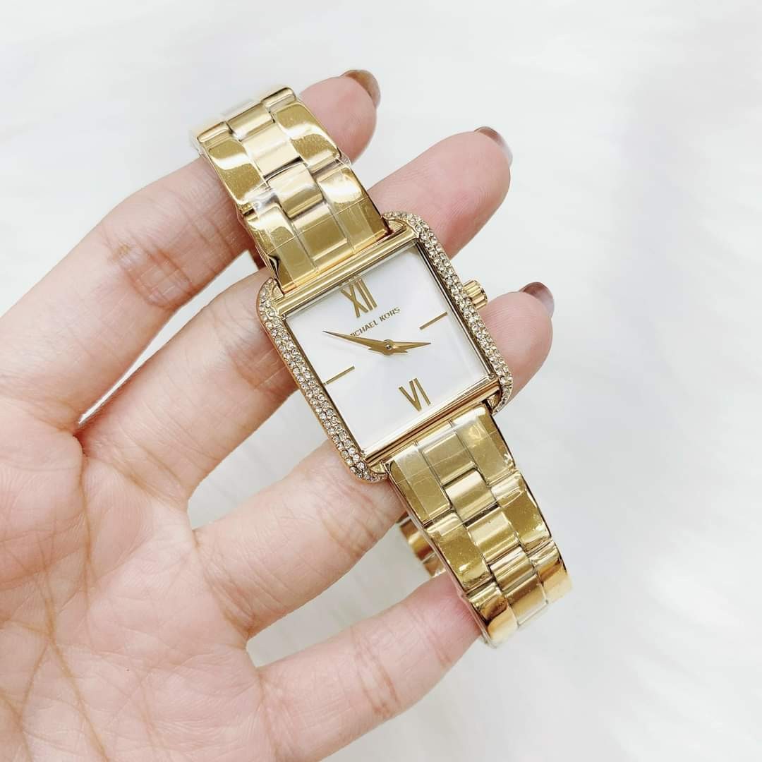 Authentic MK Lake Mini Square Gold Watch, Women's Fashion, Watches ...