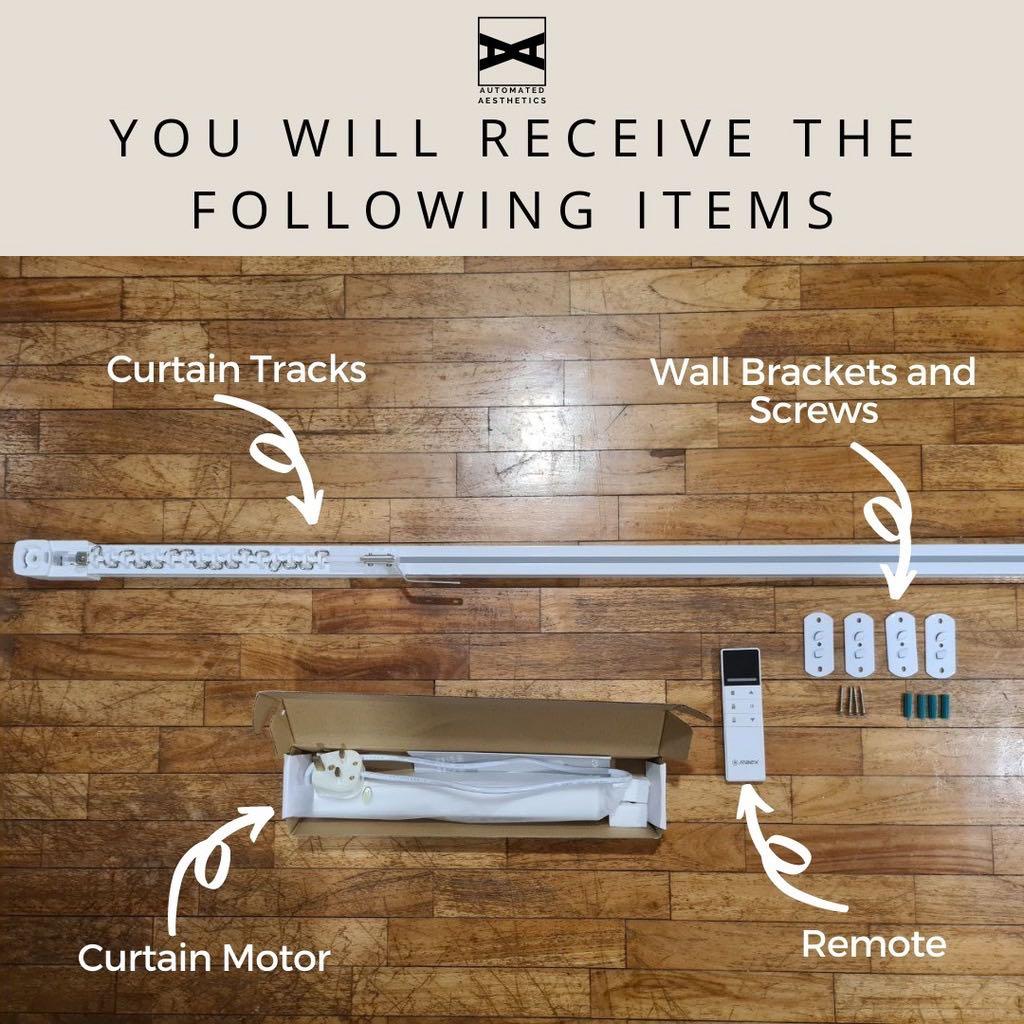 Automated Curtain Track Set, Furniture & Home Living, Home Decor ...