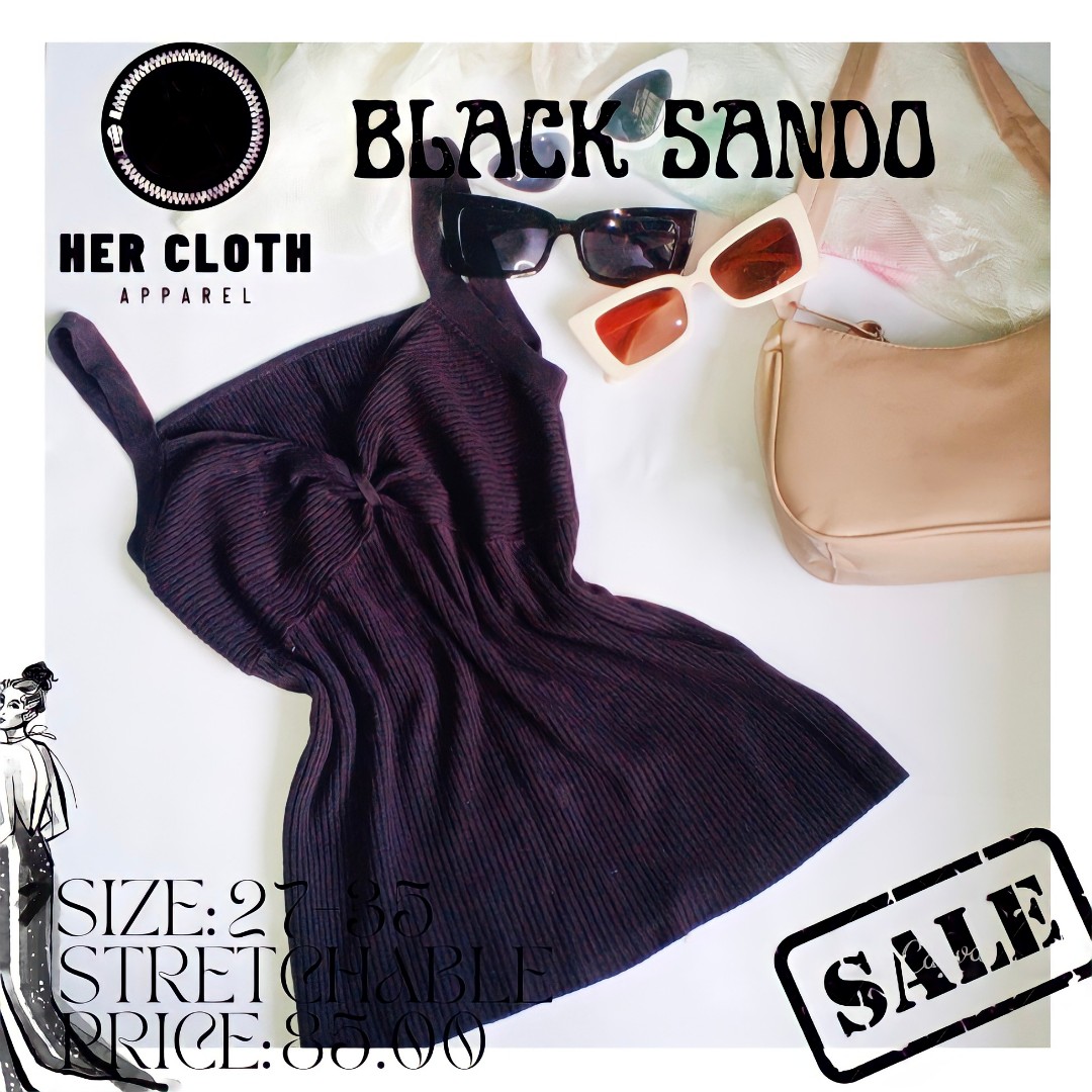 BLACK ELEGANT SANDO, Women's Fashion, Tops, Sleeveless on Carousell