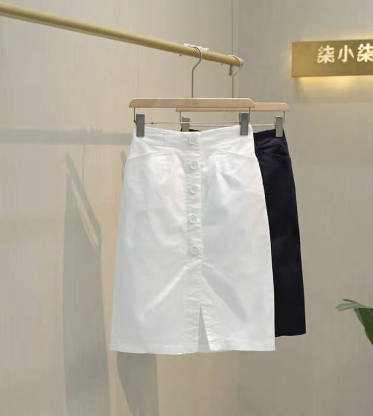 BN Black White Midi skirt Office wear smart casual ulzzang internship ...