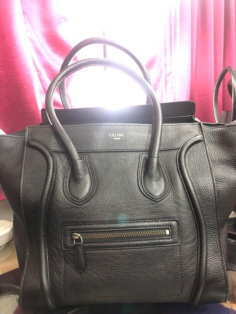 CELINE LUGGAGE MINI GRAINED LEATHER BLACK, Barang Mewah, Tas & Dompet di Carousell