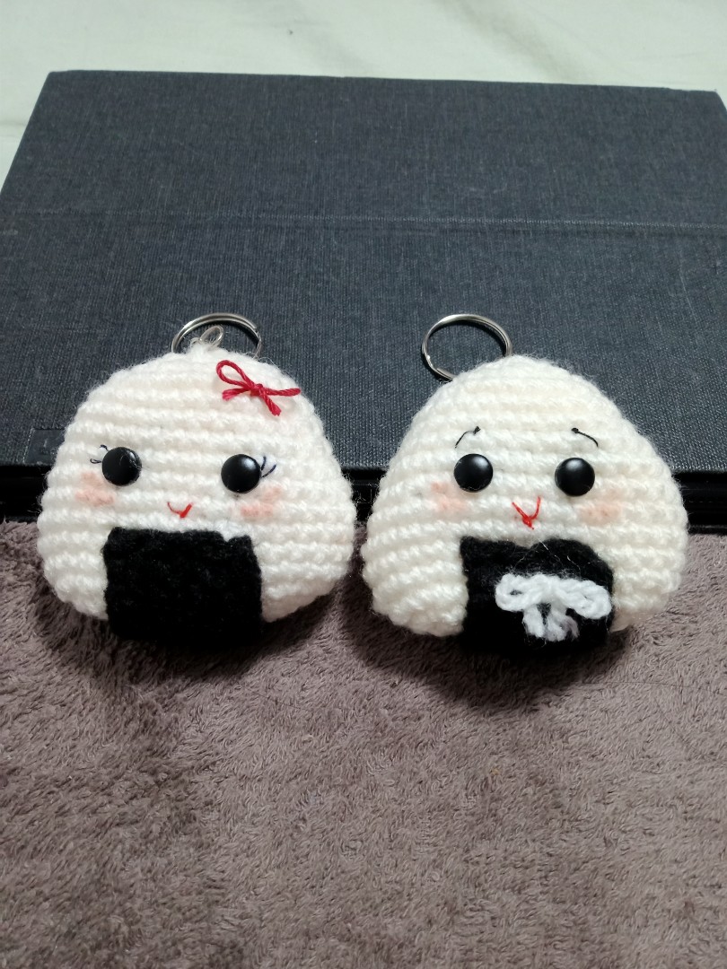 Crochet Onigiri Keychain, Hobbies & Toys, Stationery & Craft, Handmade ...