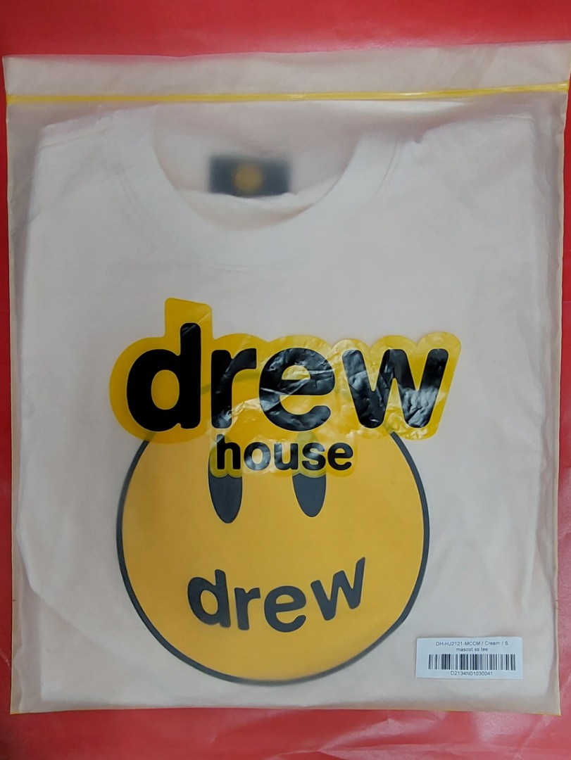 drew house 全新正版 tee mascot cream, 男裝, 上身及套裝, T-shirt、恤衫、有領衫 - Carousell