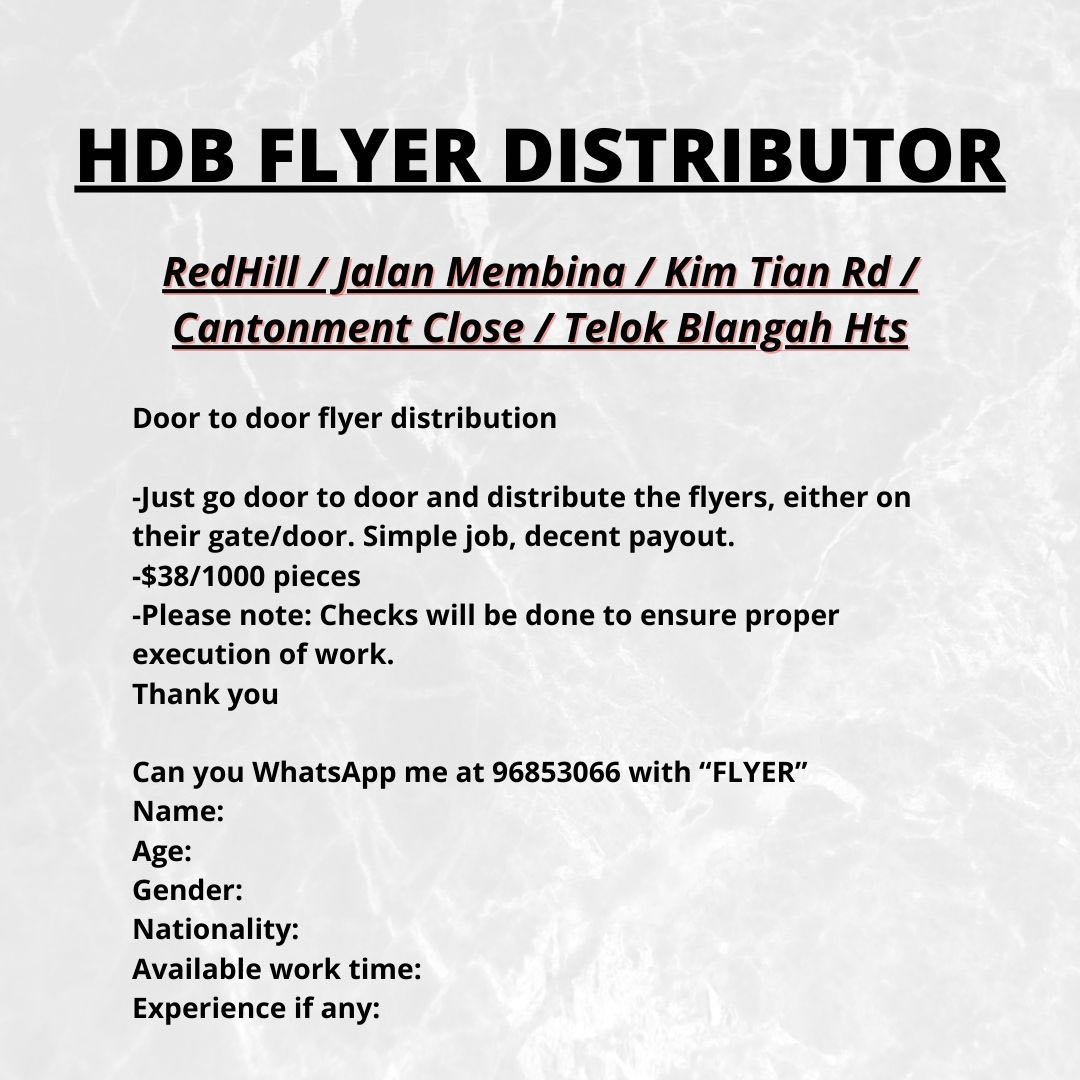 Flyer Distributor needed in following estates!, Jobs, Internships ...
