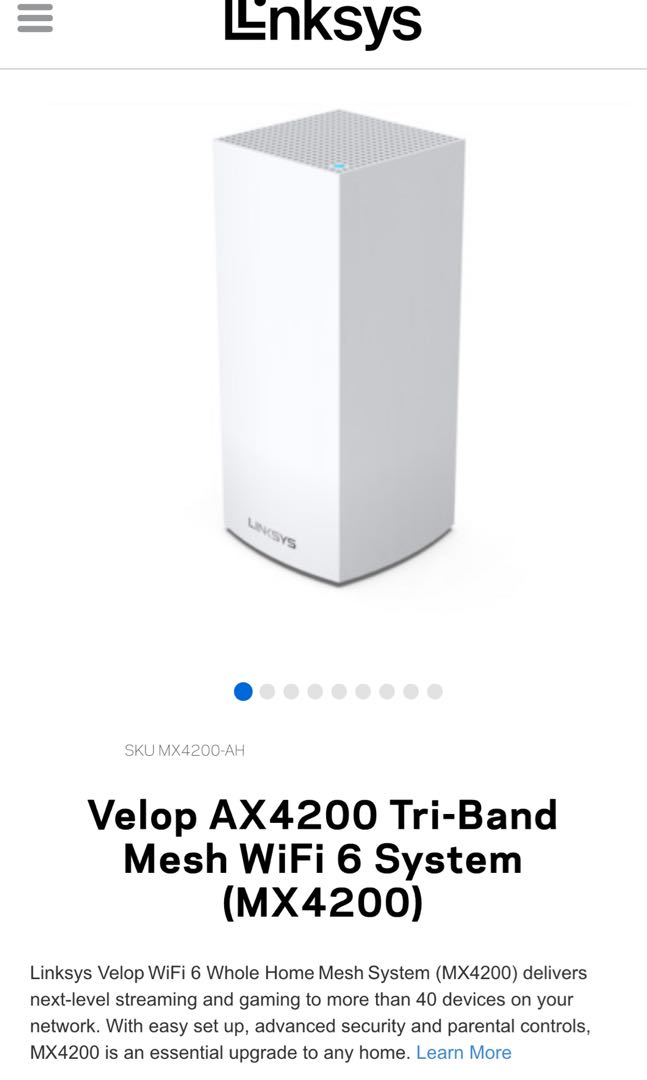 Linksys Velop Mx4200 Wifi 6 Mesh System Computers And Tech Parts And Accessories Networking On