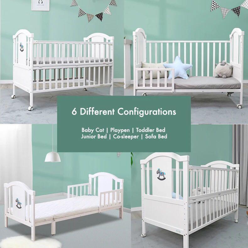 MOOB Baby Erica 6-in-1 Convertible Baby cot with Rocker (120x60cm ...