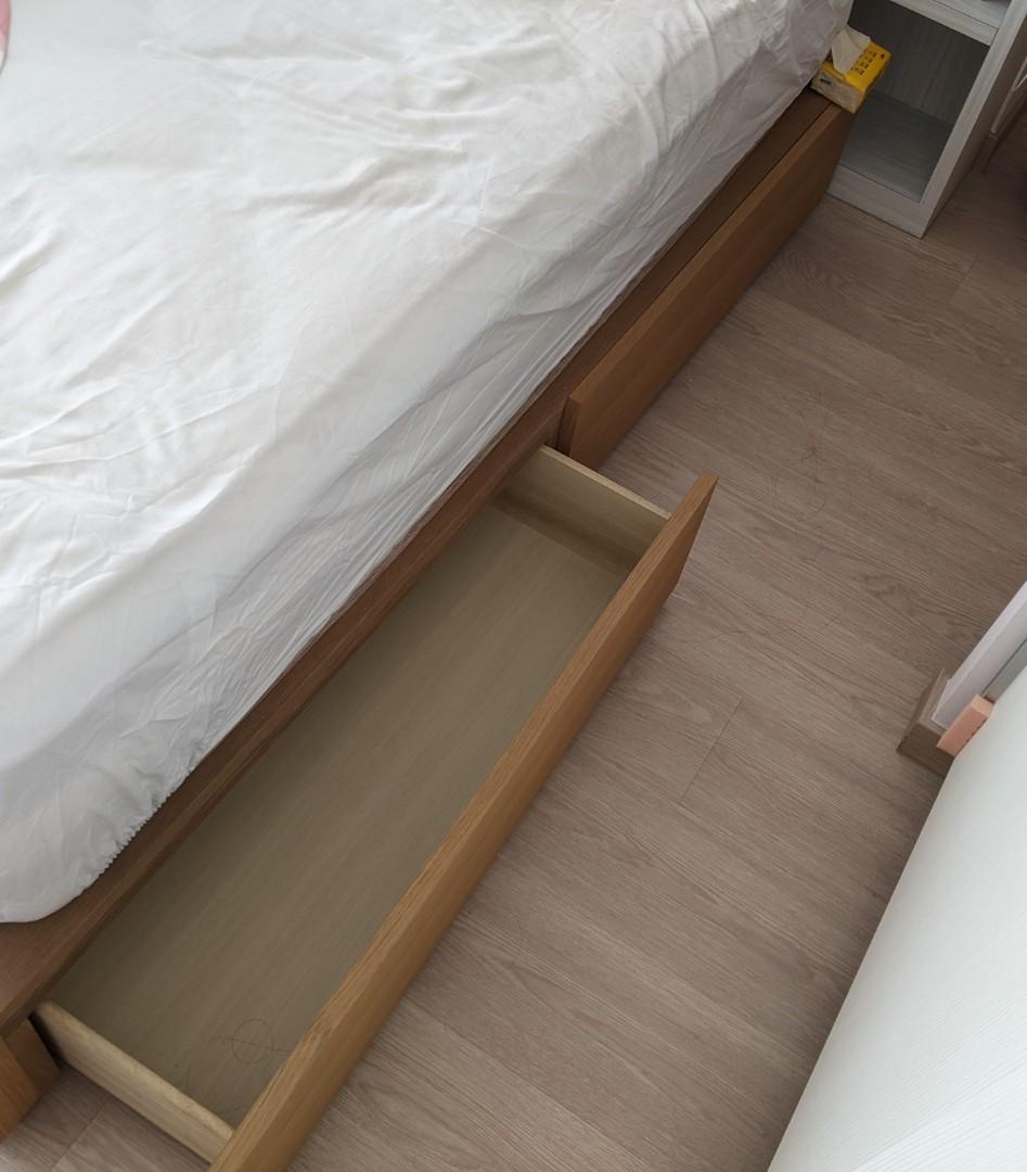 MUJI Double Storage Bed [OAK], Furniture & Home Living, Furniture, Bed ...