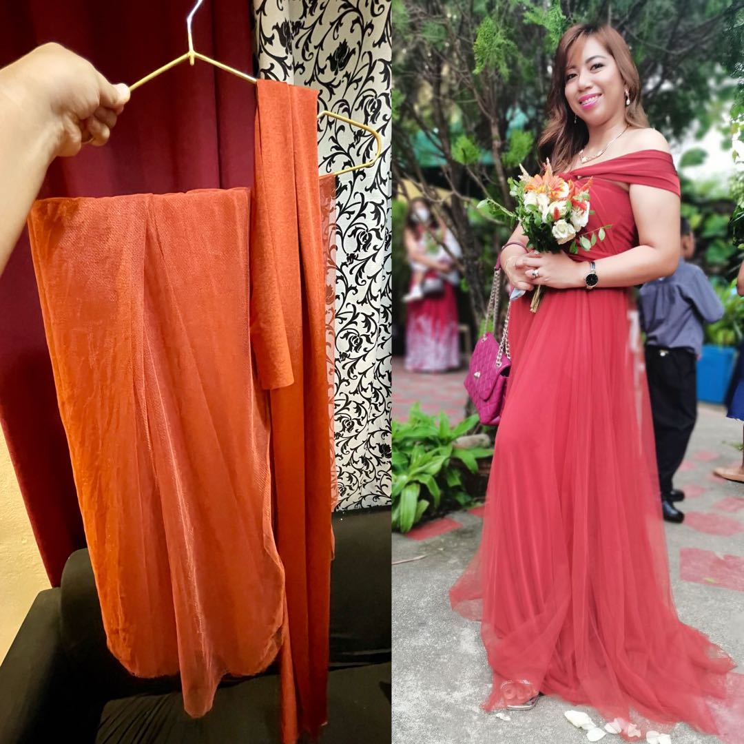 Rust Infinity Dress with Tulle, Women's Fashion, Dresses & Sets ...