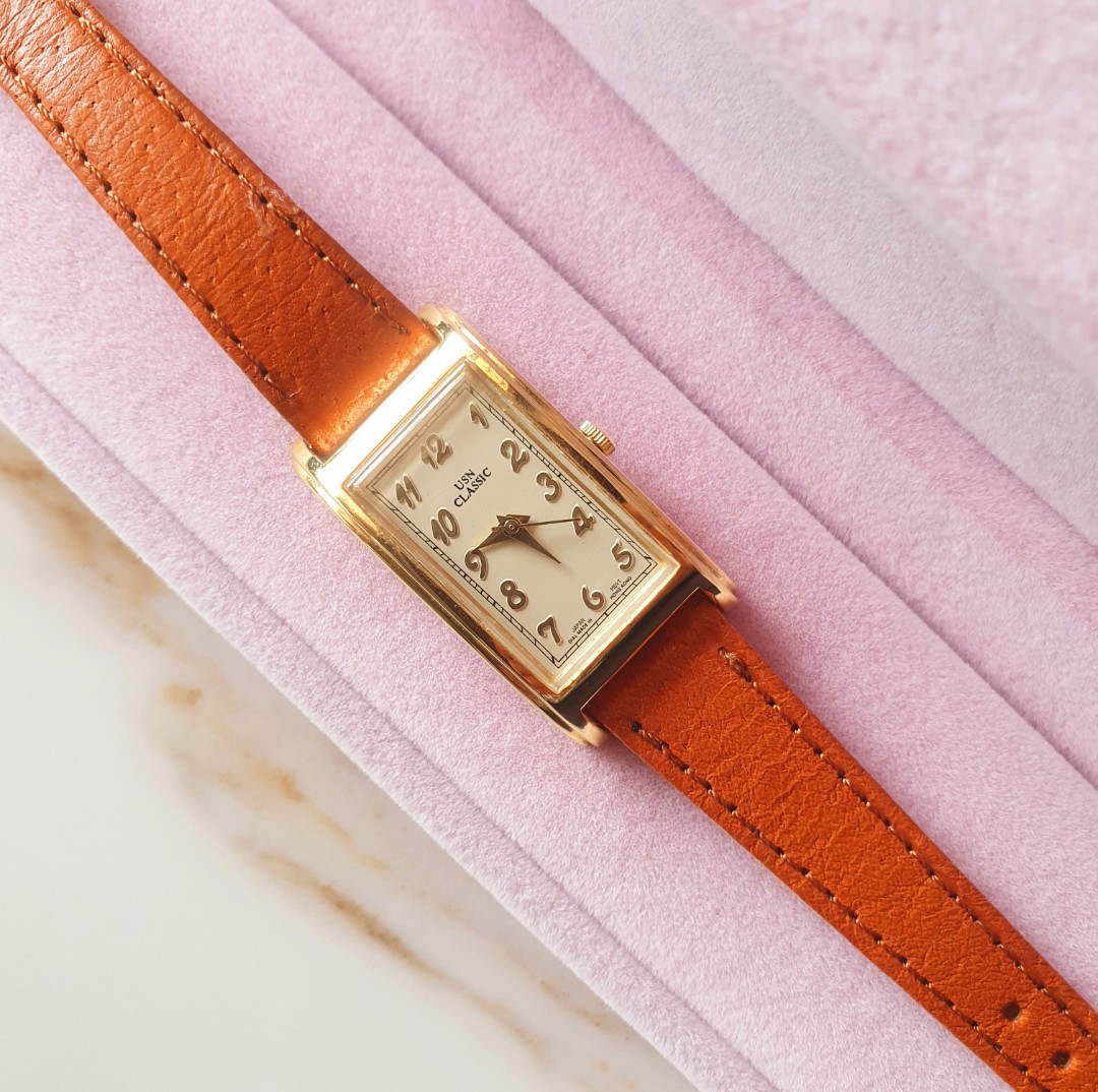 Vintage Gold Tone USN Classic Brand Leather Watch, Women's Fashion ...
