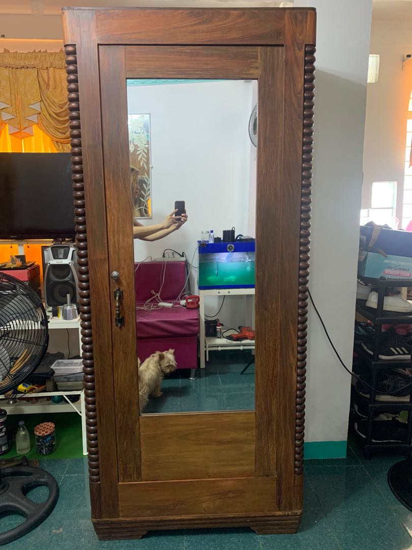 Vintage Narra Cabinet with Drawers, Mirror, Lock & Key, Furniture ...