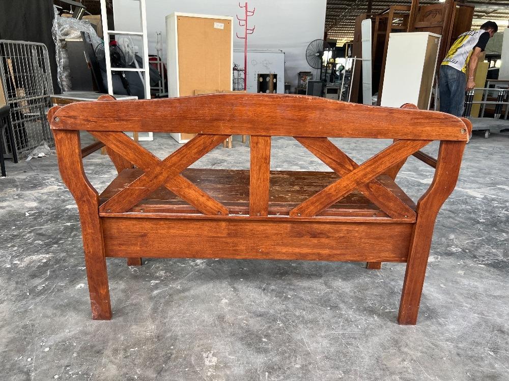 Wooden 2 Seater Bench with Storage Seat Brown Colour / Bangku Kayu 2 ...