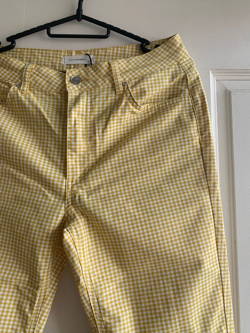 Yargici Yellow Checkered Pants, Women's Fashion, Bottoms, Other Bottoms ...