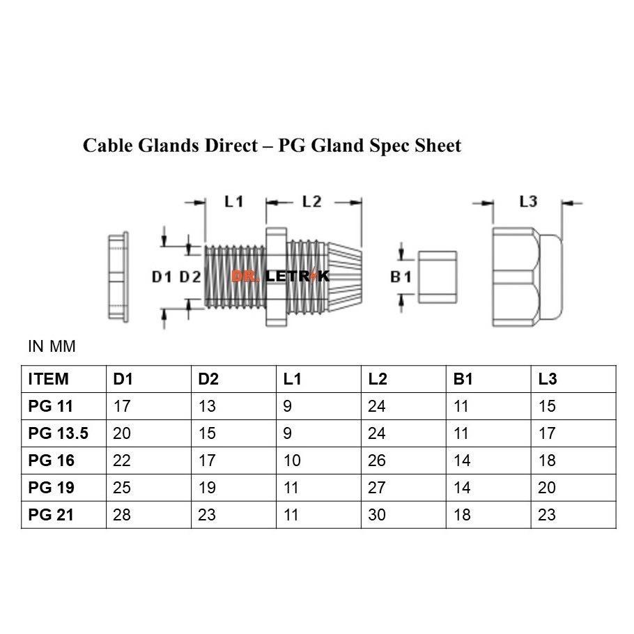 3pcs PG11 Cable Gland Waterproof White Plastic Glands C, Everything ...