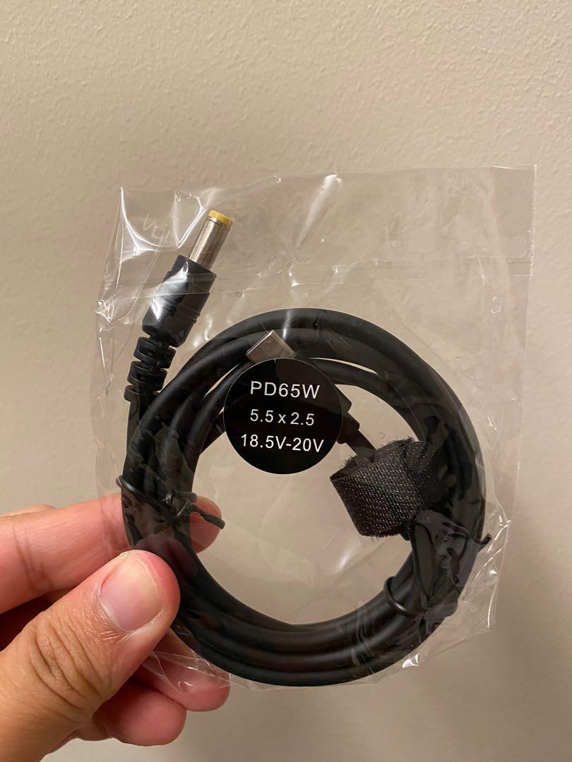 65W PD to DC 5525 20V adapter cable, Computers & Tech, Parts ...