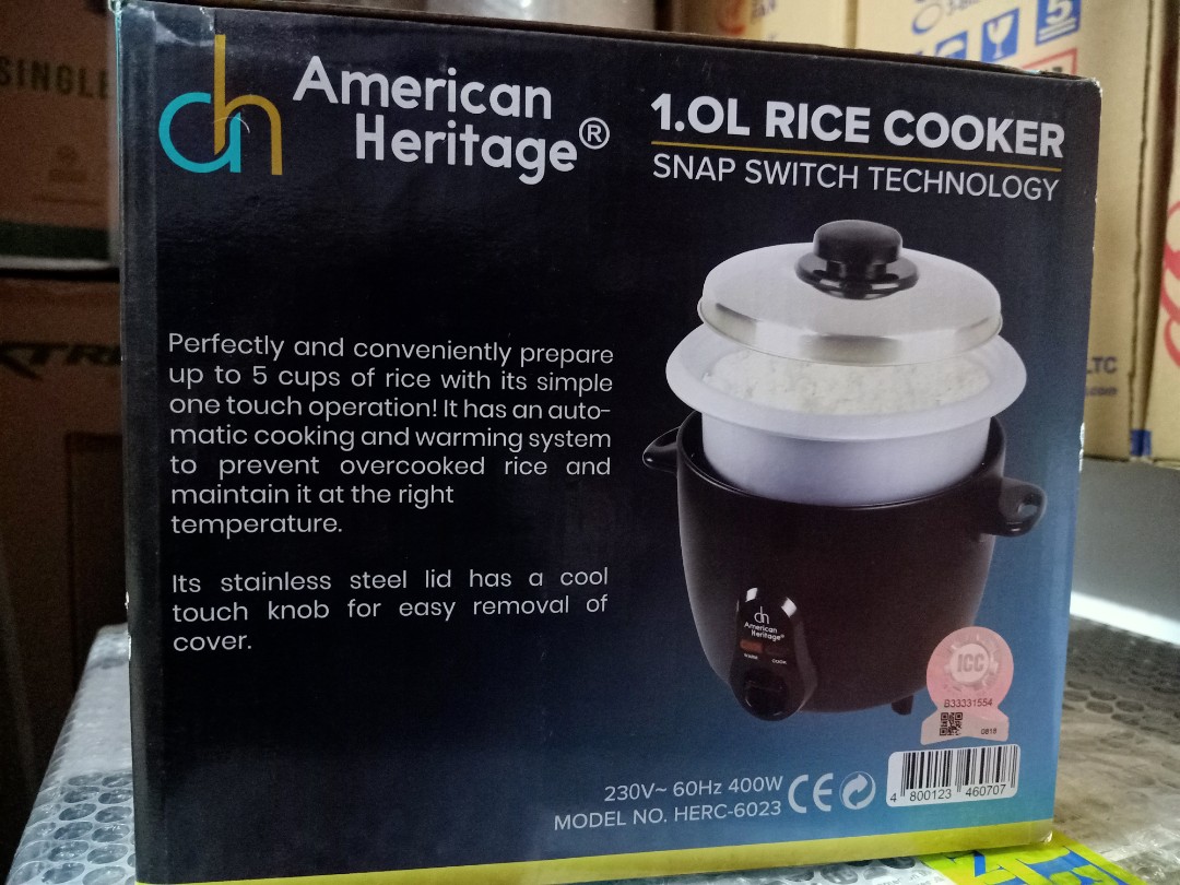 American Heritage 1.0L Rice Cooker Stainless Steel HERC-6023, TV & Home ...