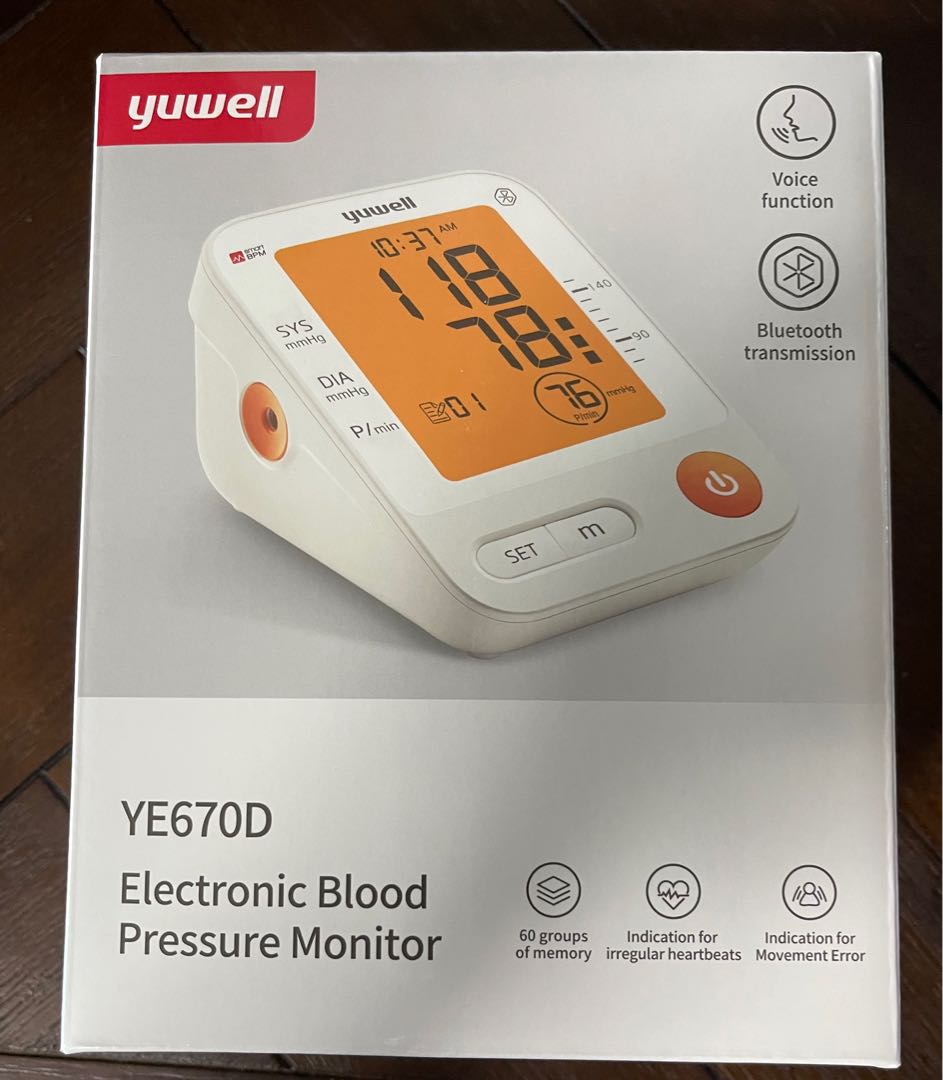 Brand New Yuwell Electronic Blood Pressure Monitor YE670D Bluetooth ...