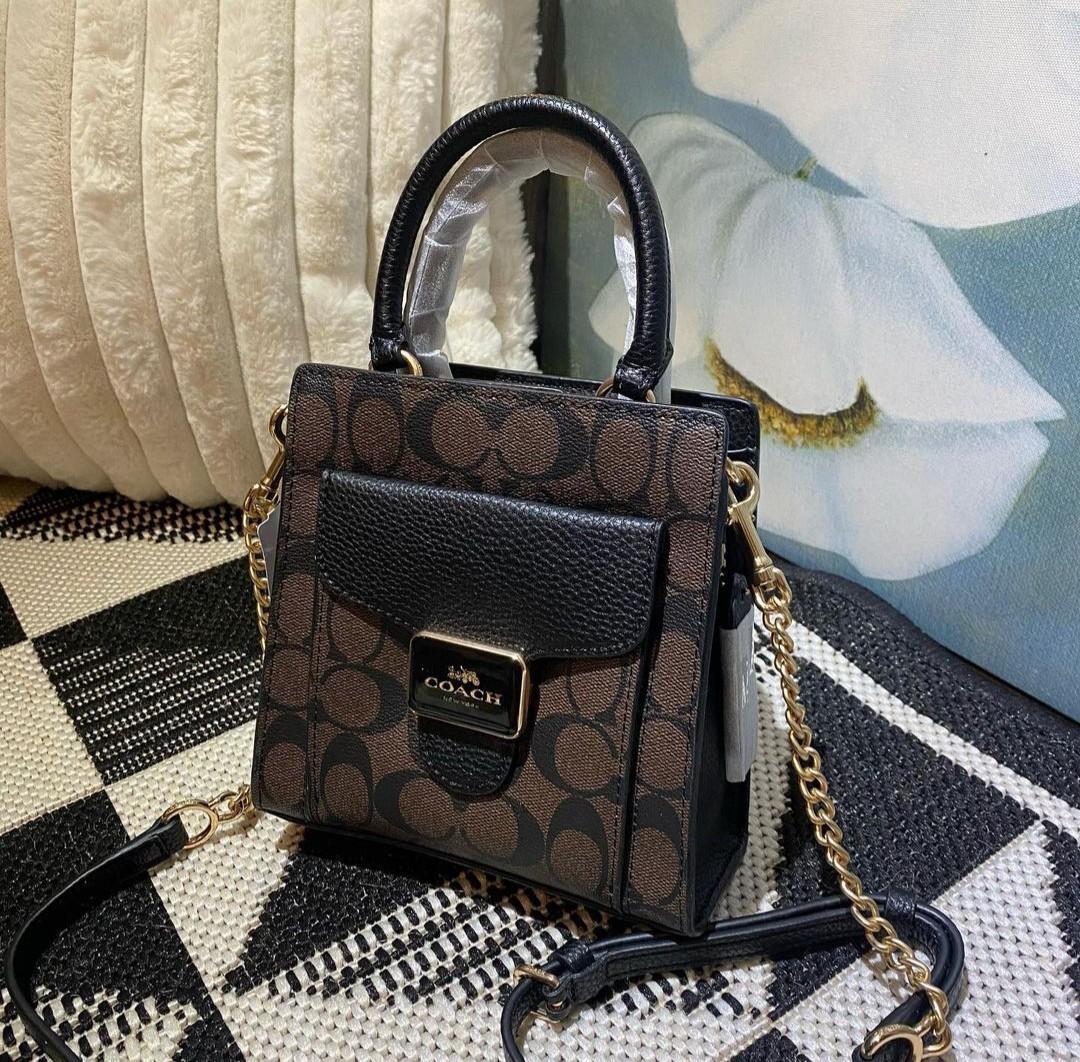 Coach Mini Pepper in Signature Canvas Darkbrown / Black, Women's ...