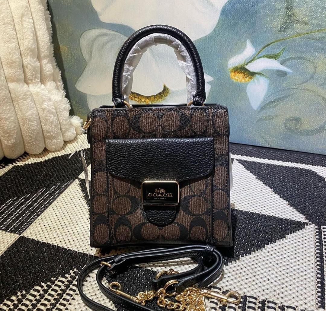 Coach Mini Pepper in Signature Canvas Darkbrown / Black, Women's ...