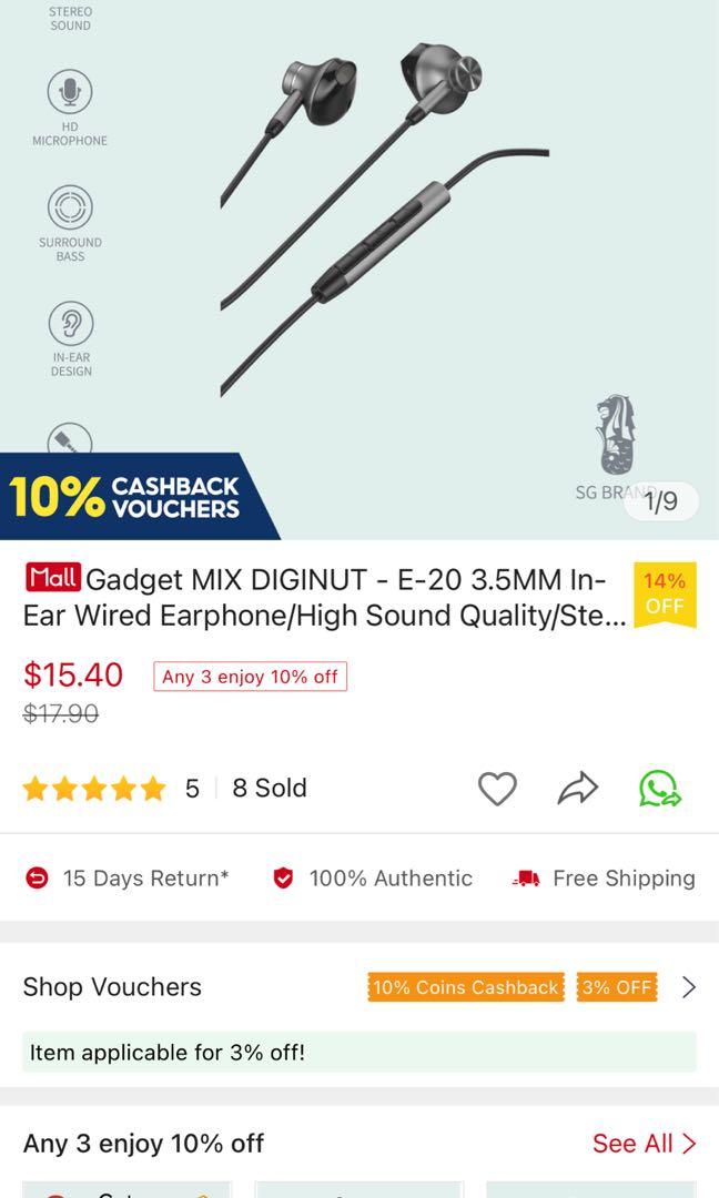 DIGINUT E-20 earphones, Audio, Earphones on Carousell