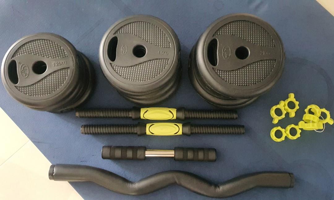 Dumbbell and Ez bar set, Sports Equipment, Exercise & Fitness, Weights ...