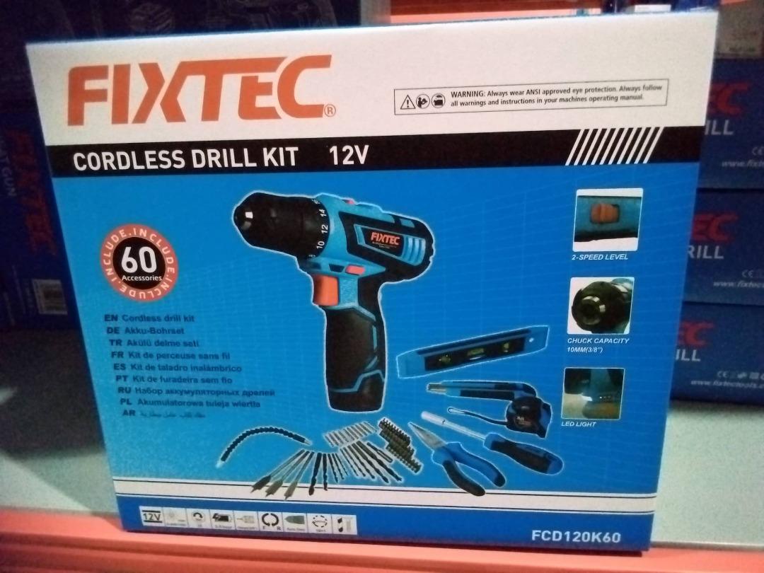 FIXTEC CORDLESS DRILL KIT (FCD120K60), Commercial & Industrial ...
