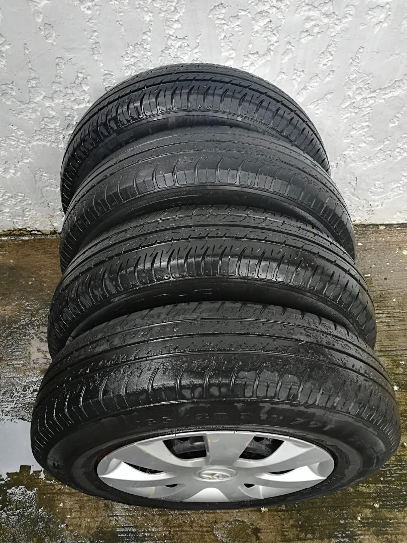 For sale Toyota Wigo steel rim/tire and hubcap, Car Parts & Accessories ...