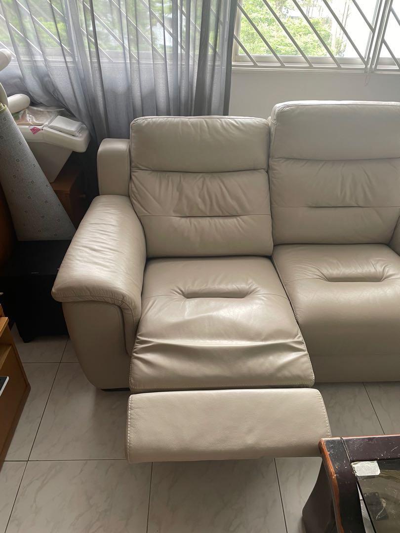 FULL leather 2 seater recliner sofa (HTL), Furniture & Home Living ...