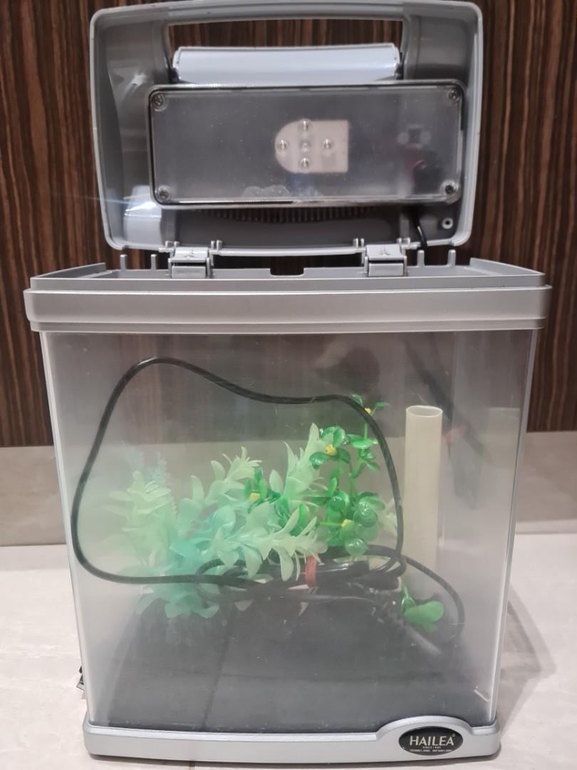HAILEA Mini Aquarium With LED- Grey, Sports Equipment, Fishing on Carousell