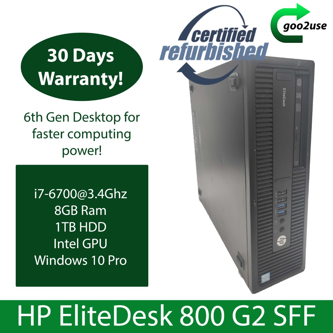 HP EliteDesk 800 G2 SFF i7-6700@3.4Ghz 8GB Ram 1TB HDD Desktop Computer ...