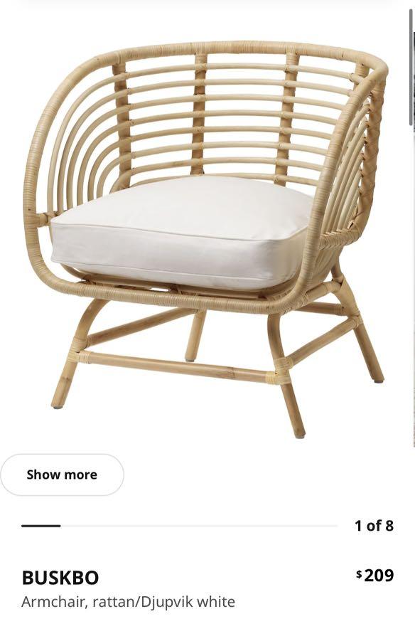 IKEA Buskbo Rattan Armchair, Furniture & Home Living, Furniture, Chairs ...
