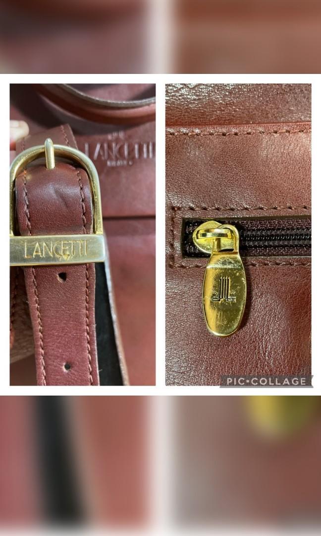 Lancetti Milano Red Wine Leather Briefcase / Laptop Bag with Orig Sling ...
