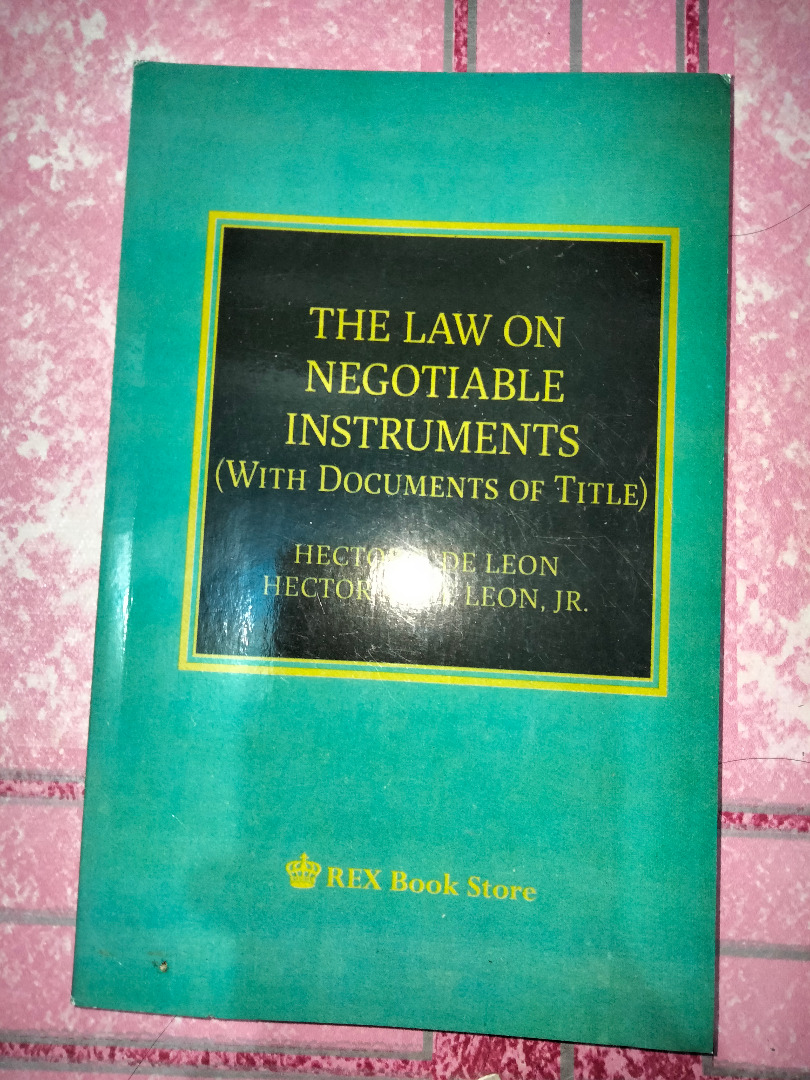 Law on Negotiable Instruments De Leon, Hobbies & Toys, Books ...