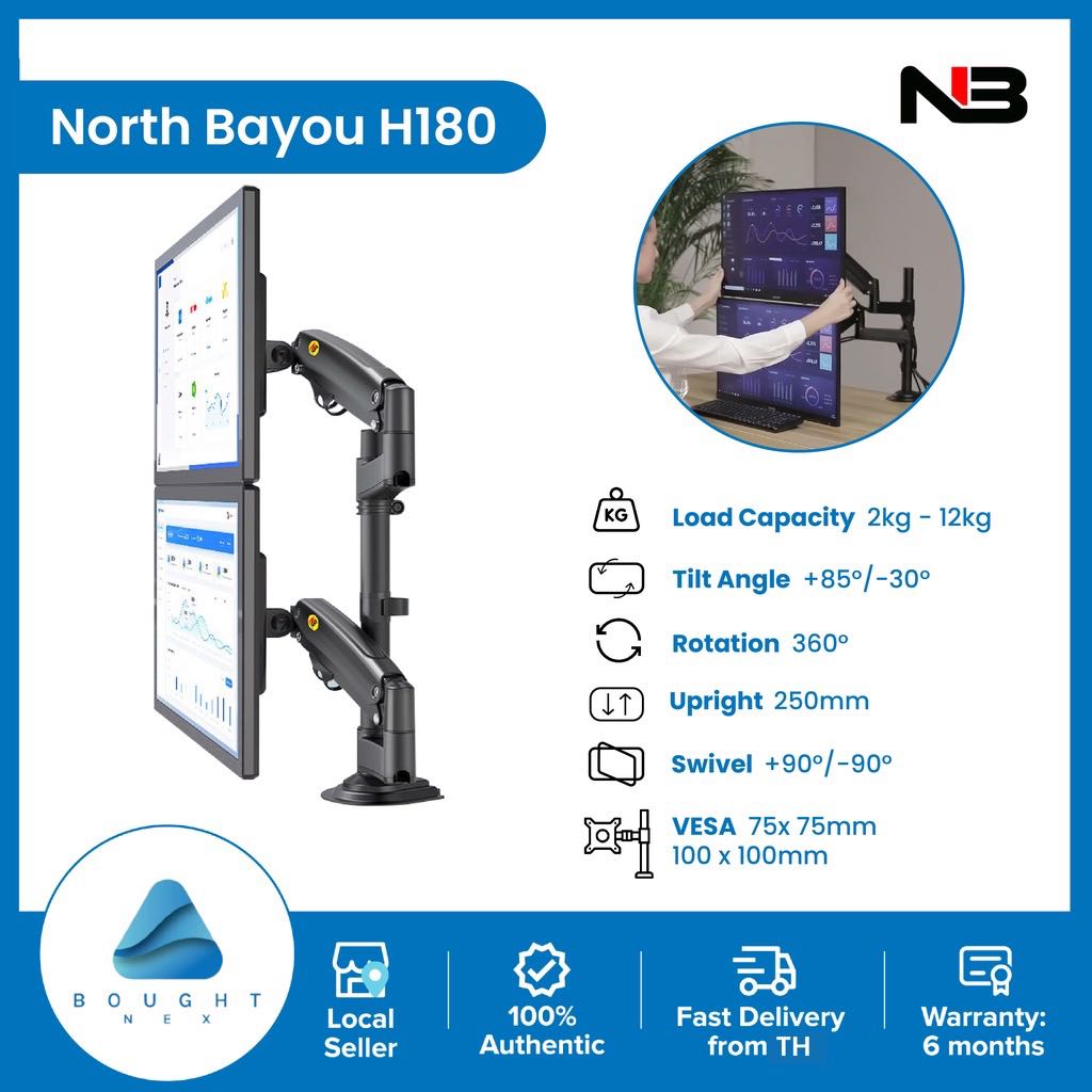 NB North Bayou H180 Dual Monitor Desk Mount Stand Full Motion Swivel ...