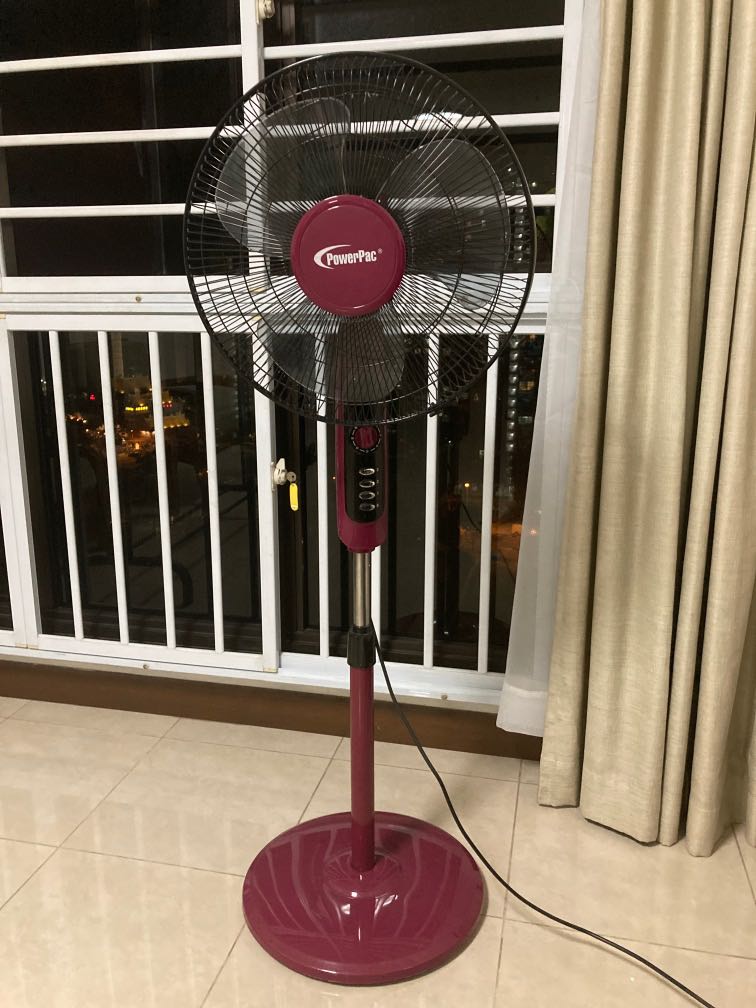 PowerPac 16” Electric Stand Fan with Timer, Furniture & Home Living ...