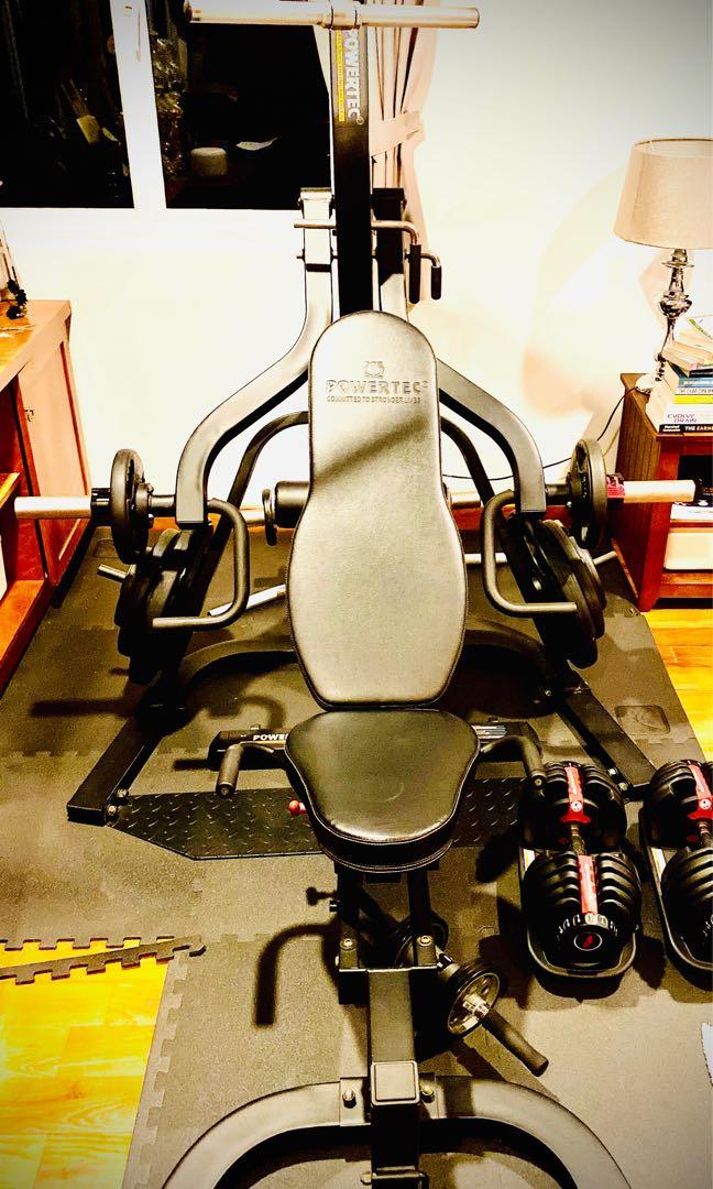 Powertec levergym including weight plates, Sports Equipment, Exercise ...