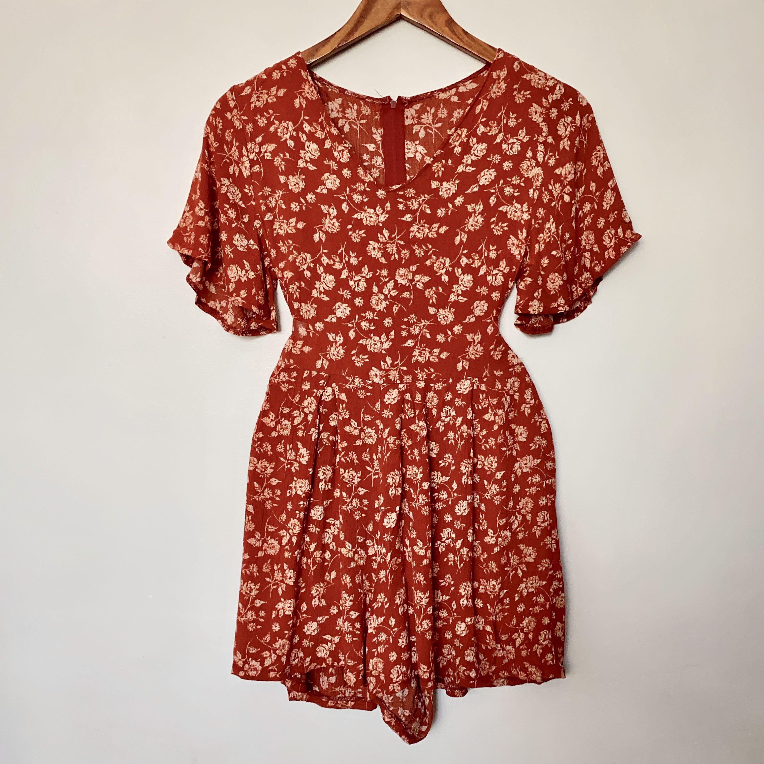 Rust romper, Women's Fashion, Dresses & Sets, Rompers on Carousell