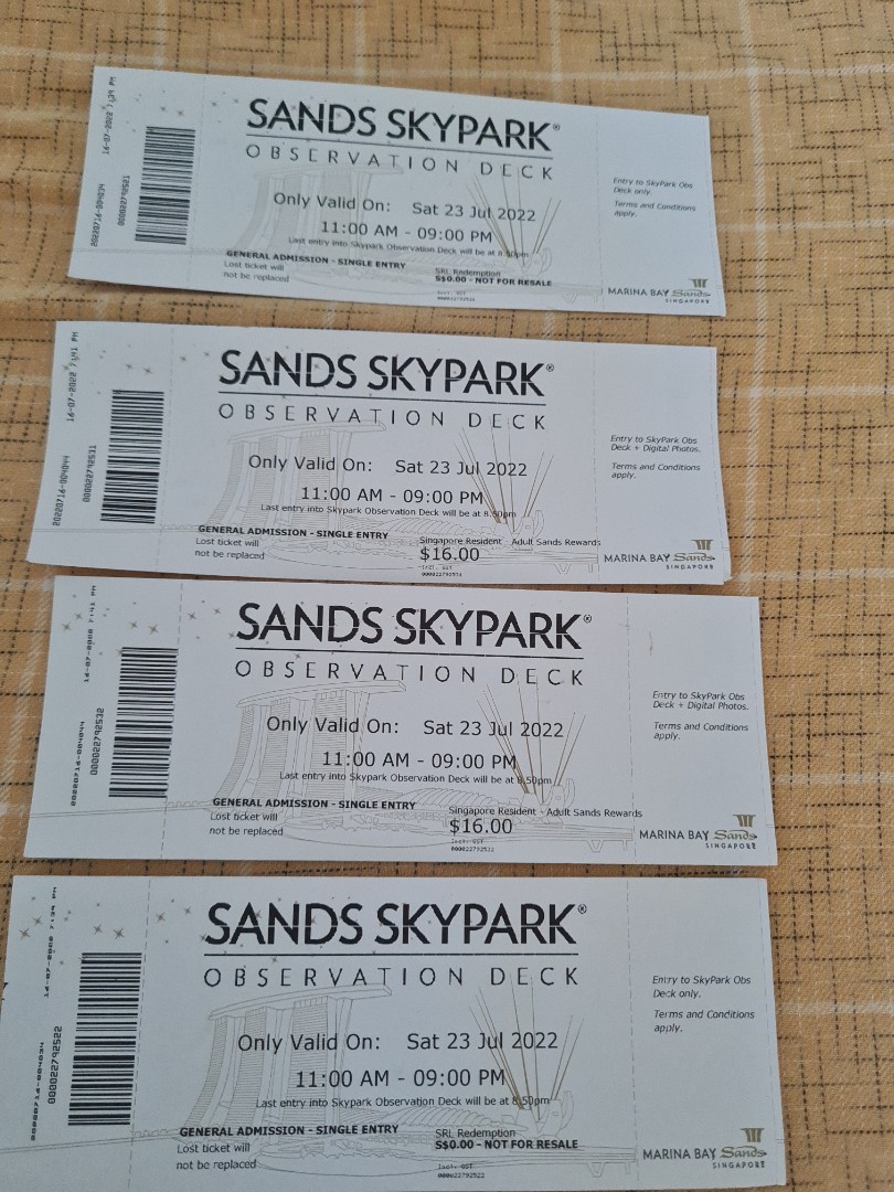 Skypark tickets for Marina Bay Sands, Tickets & Vouchers, Local Attractions & Transport on Carousell