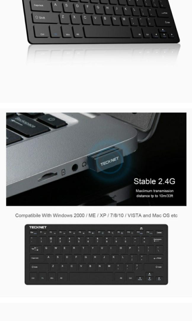 TECKNET Wireless Keyboard, 2.4G Portable Mini Computer Keyboard, Quiet ...