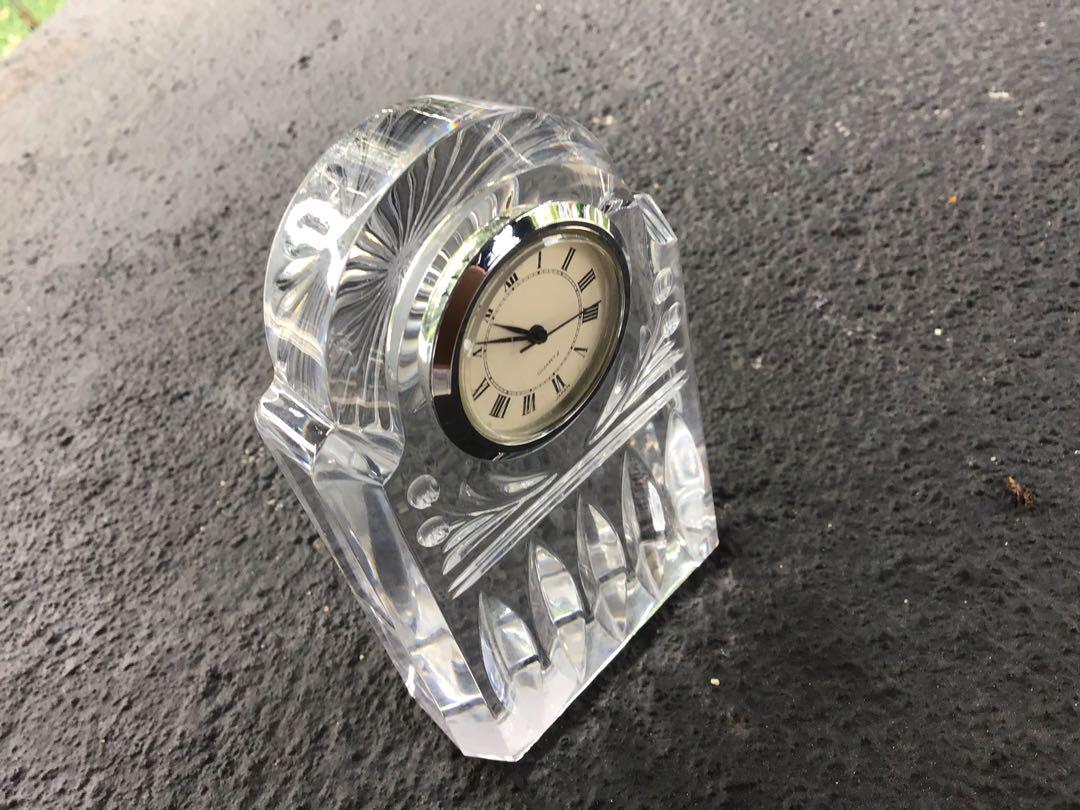 Vintage Great Britain Stuart Crystal Glass Mantel Clock, Furniture ...