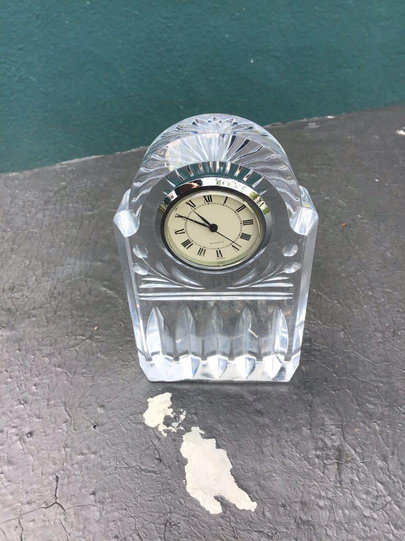Vintage Great Britain Stuart Crystal Glass Mantel Clock, Furniture ...