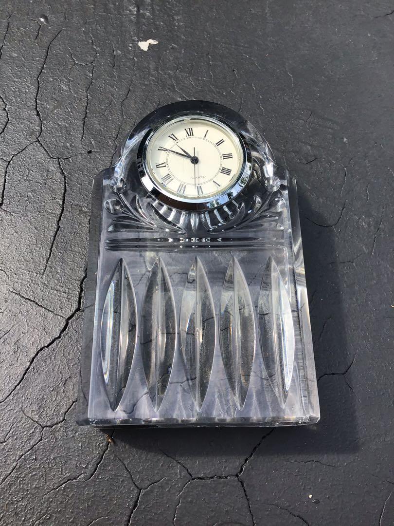 Vintage Great Britain Stuart Crystal Glass Mantel Clock, Furniture ...