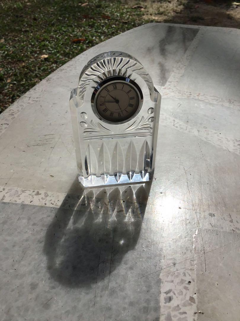Vintage Great Britain Stuart Crystal Glass Mantel Clock, Furniture ...