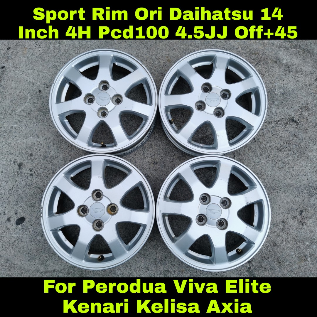 Viva Elite Kenari Kelisa Axia Ori Daihatsu Sport Rim 14 Inch 4H PCD100 ...